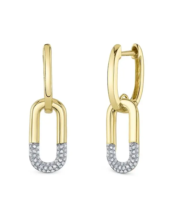 SHY CREATION 14k Diamond Link Charm Hoop Earrings - Gold