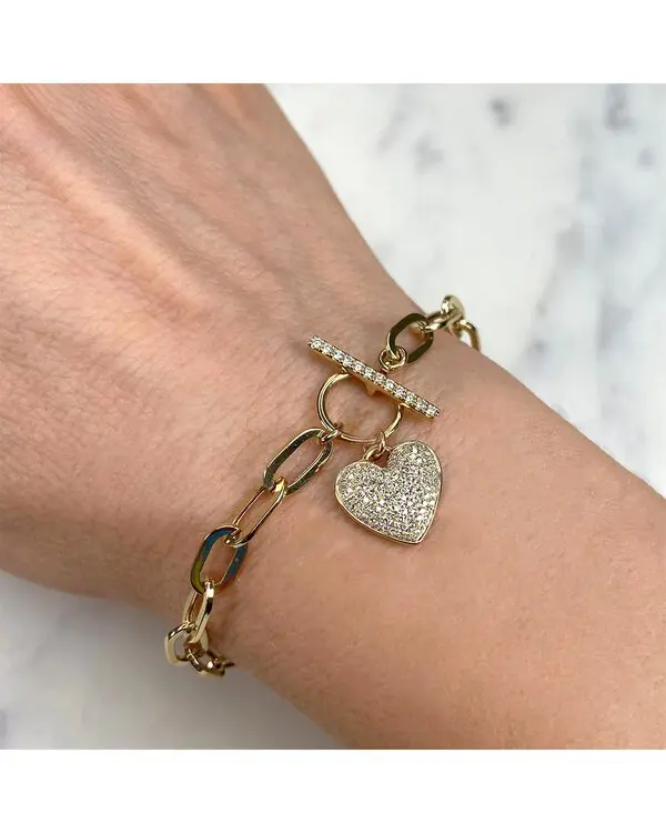 SHY CREATION 14k Colette Diamond Heart Charm Bracelet