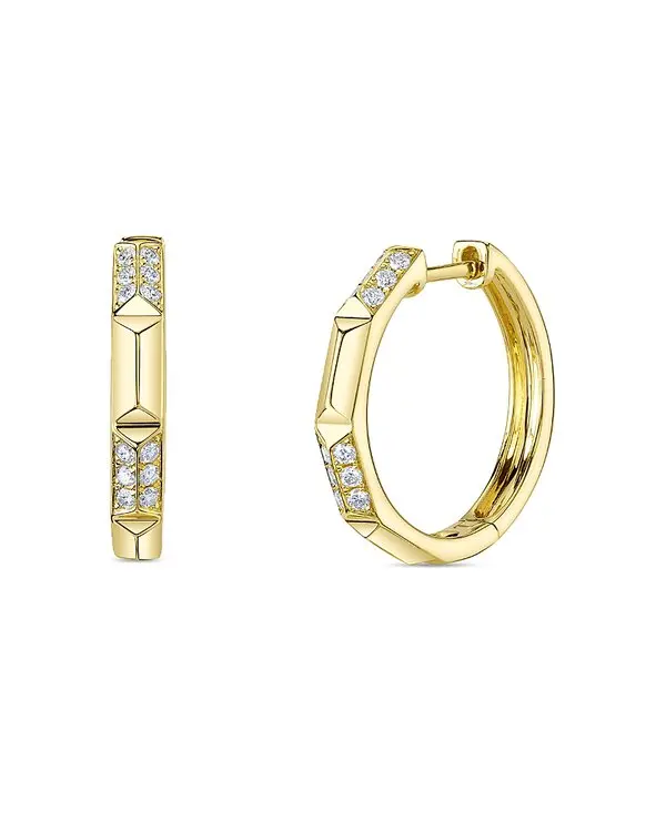 SHY CREATION 14k Yellow Diamond Geometric Hoop Earrings - Gold