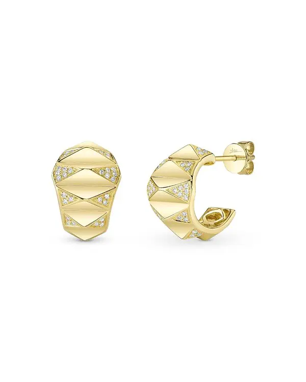 SHY CREATION 14k Yellow Diamond Pyramid Geometric Huggie Hoop Earrings - Gold