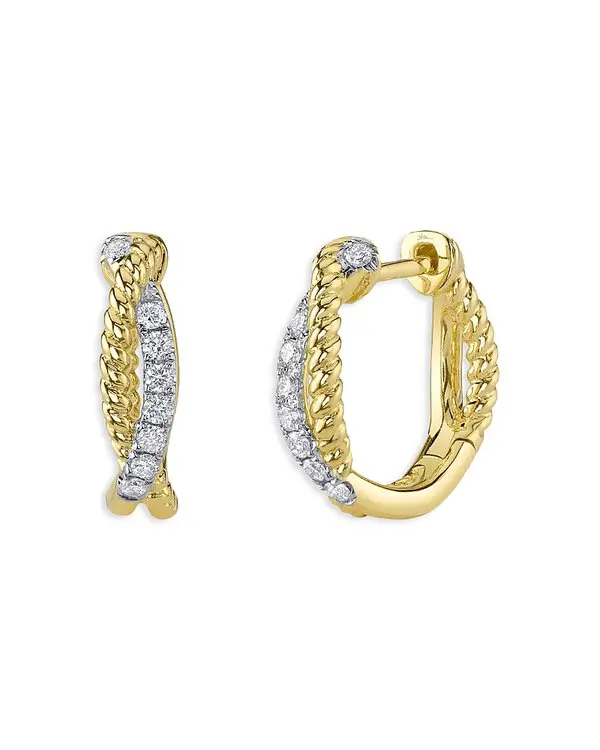 SHY CREATION 14k Kate Diamond Entwined Hoop Earrings - Gold