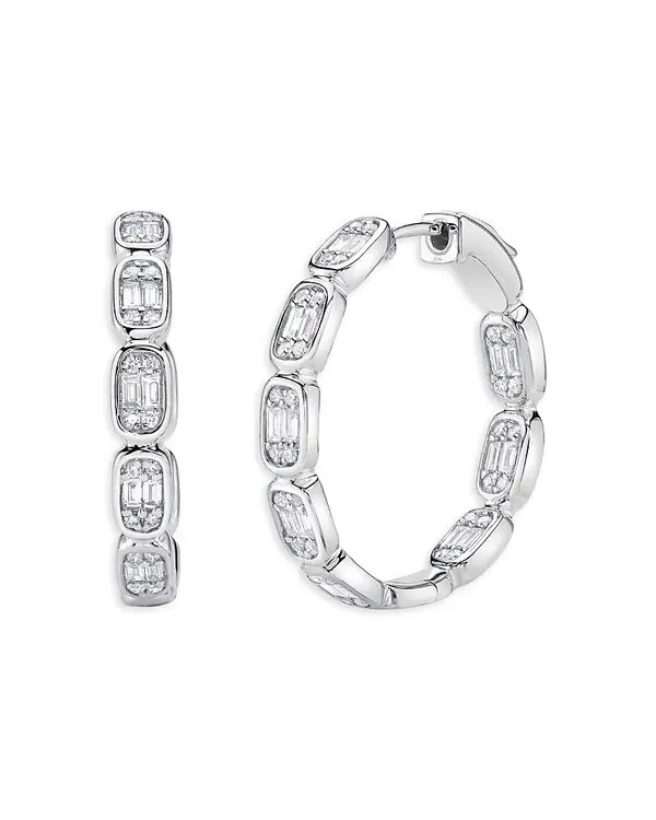 SHY CREATION 14k Gold Diamond Hoop Earrings - White