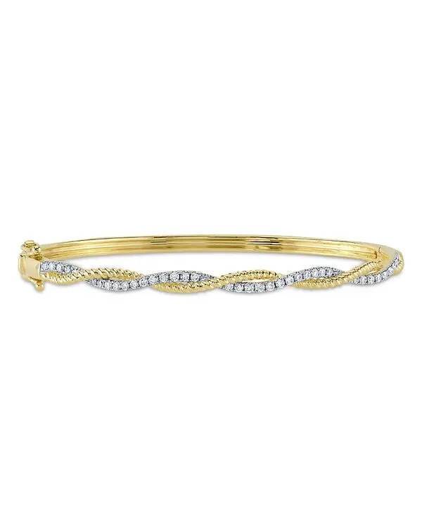 SHY CREATION 14k Kate Diamond Entwined Bangle Bracelet - Gold