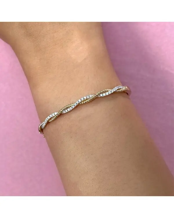 SHY CREATION 14k Kate Diamond Entwined Bangle Bracelet