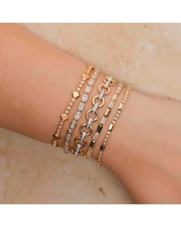 SHY CREATION 14k Yellow Diamond Link Bracelet