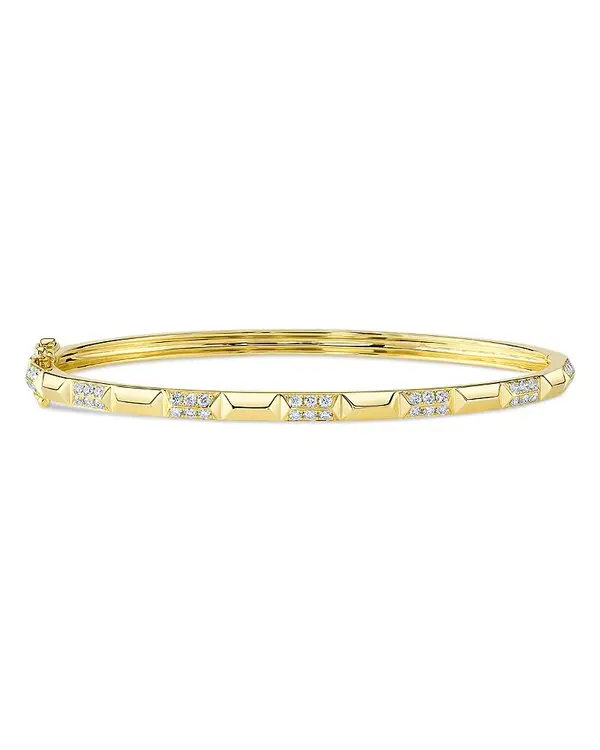 SHY CREATION 14k Kate Diamond Pave Geometric Bangle Bracelet - Gold