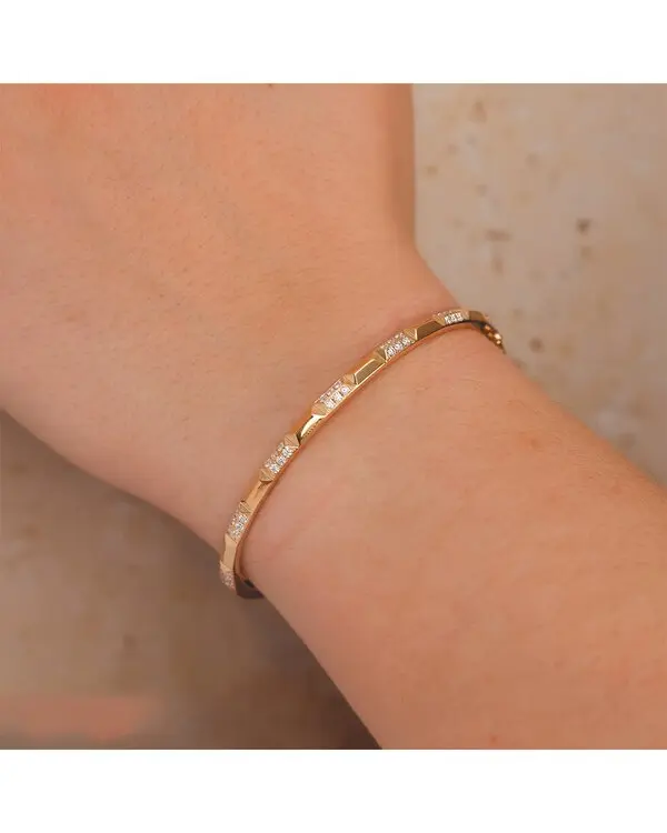 SHY CREATION 14k Kate Diamond Pave Geometric Bangle Bracelet