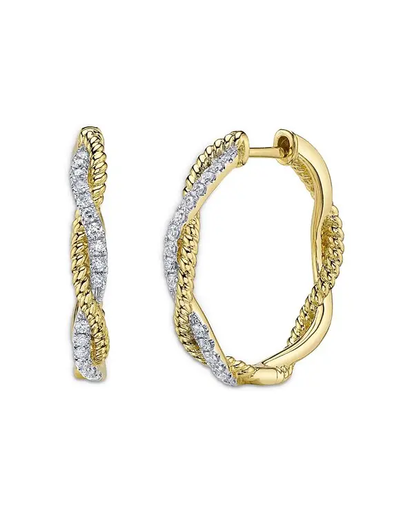 SHY CREATION 14k Yellow Diamond Hoop Earrings - Gold