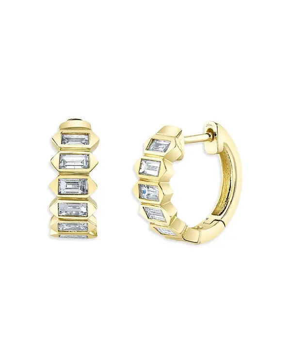 SHY CREATION 14k Yellow Diamond Huggie Hoop Earrings - Gold