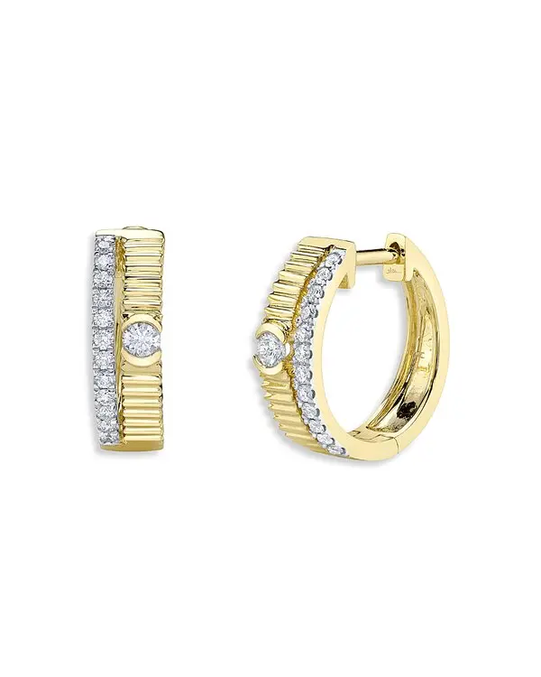SHY CREATION 14k Yellow Diamond Huggie Hoop Earrings - Gold