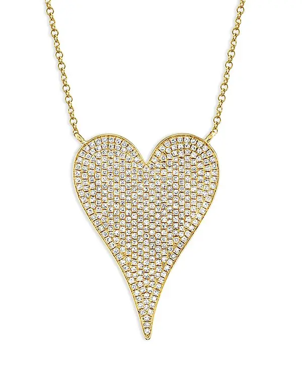 SHY CREATION 14k Yellow Diamond Heart Pendant Necklace - Gold