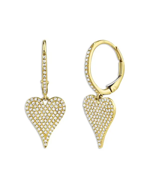 SHY CREATION 14k Yellow 0.47 Tcw Diamond Heart Huggie Hoop Earrings - Gold