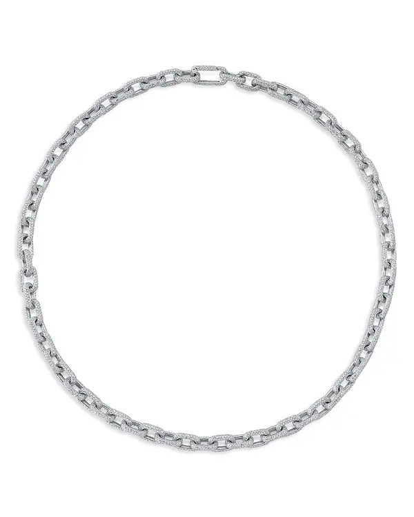SHY CREATION 14k Gold Diamond Pave Link Necklace - White