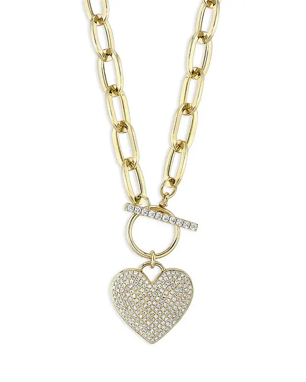 SHY CREATION 14k Yellow Diamond Heart Necklace - Gold