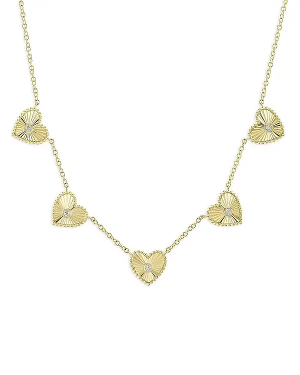 SHY CREATION 14k Yellow Diamond Heart Collar Necklace - Gold