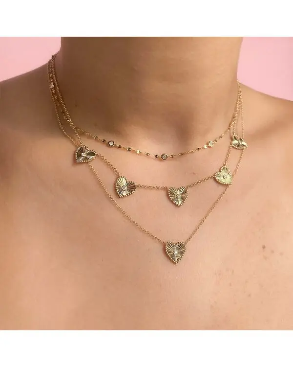 SHY CREATION 14k Yellow Diamond Heart Collar Necklace