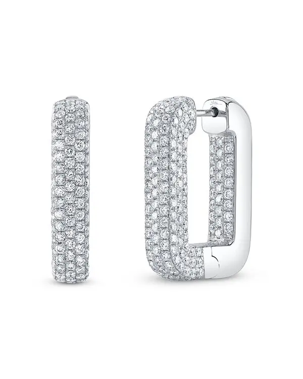 SHY CREATION 14k Gold 4.13 Tcw Diamond Kate Rectangle Hoop Earrings - White