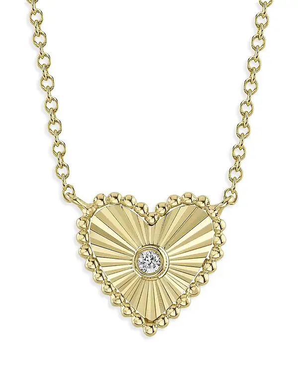 SHY CREATION 14k Yellow Diamond Heart Pendant Necklace - Gold
