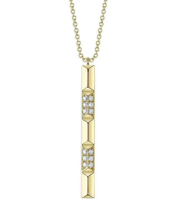 SHY CREATION 14k Yellow Diamond Geometric Vertical Bar Pendant Necklace - Gold