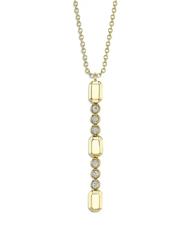 SHY CREATION 14k Yellow Diamond Vertical Bar Pendant Necklace - Gold