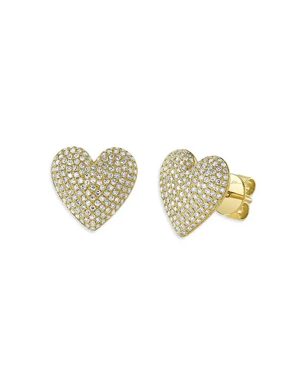 SHY CREATION 14k Yellow Diamond Heart Stud Earrings - Gold
