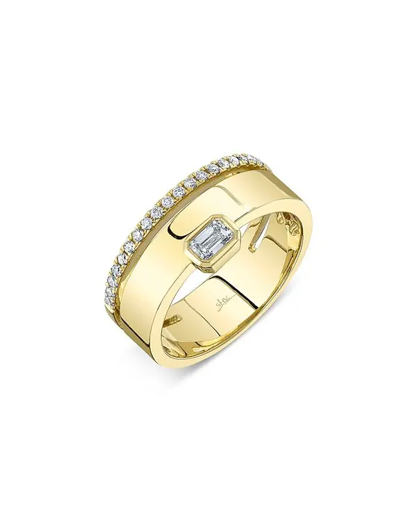 SHY CREATION 14k Yellow Diamond And Emerald Cut Band - Gold