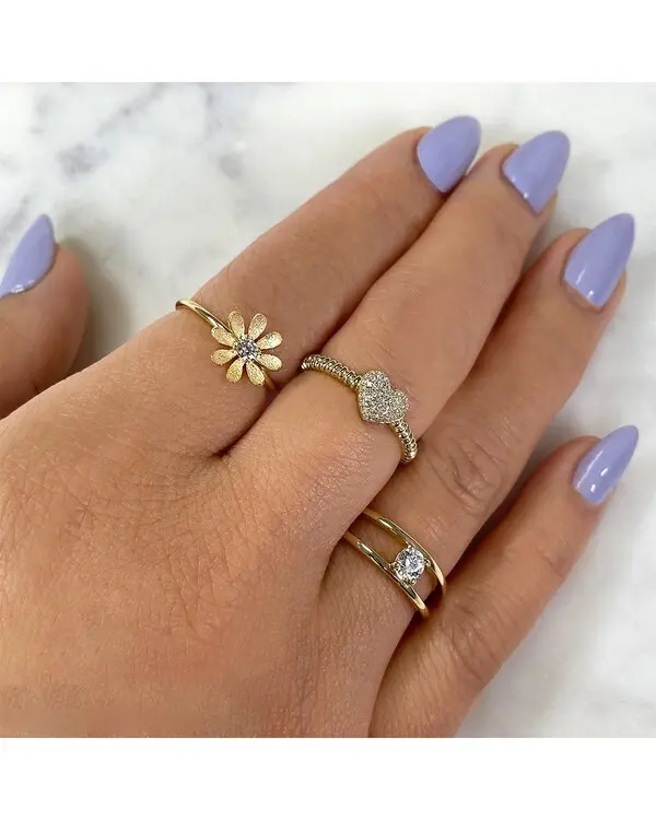 SHY CREATION 14k Yellow Diamond Heart Ring