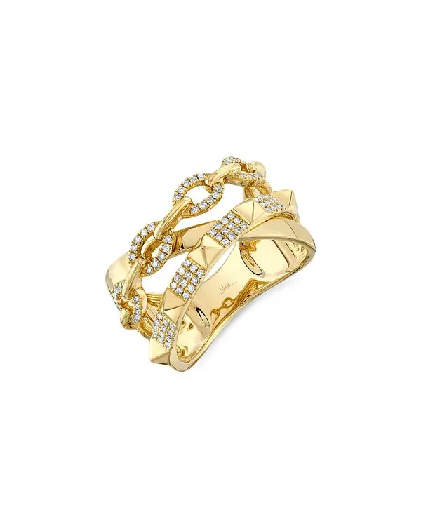 SHY CREATION 14k Yellow Diamond Link Ring - Gold