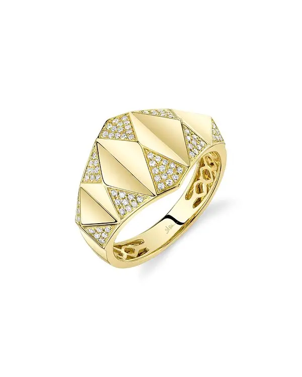 SHY CREATION 14k Yellow Diamond Pyramid Geometric Cutout Ring - Gold