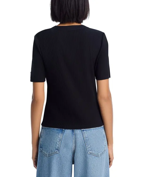 Derek Lam 10 Crosby Adrian Ribbed Tee - Black