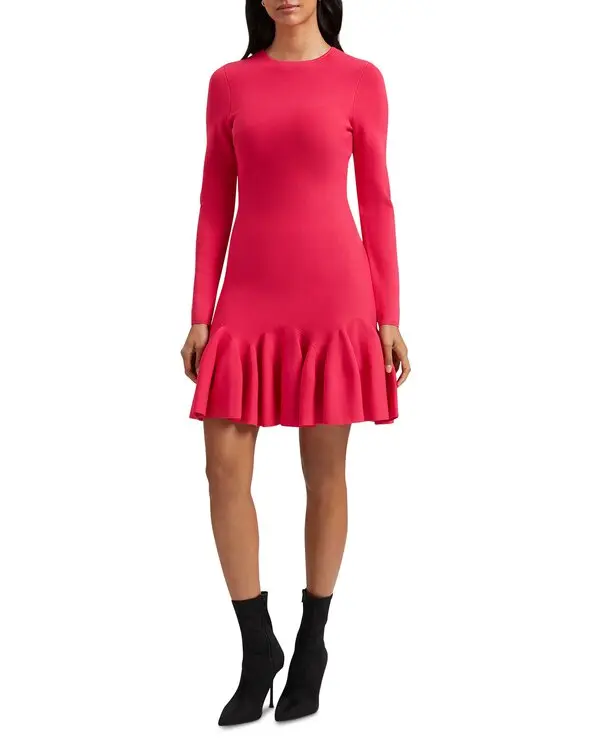 Ted Baker London Loiss Long Sleeve Mini Dress - Fuchsia