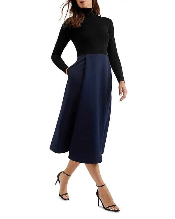 Ted Baker London Knit Bodice Wrap Skirt Dress - Black