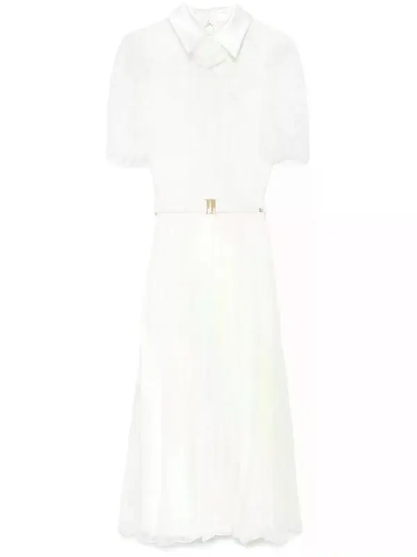 NISSA Lace-detailed Silk Midi Dress - White