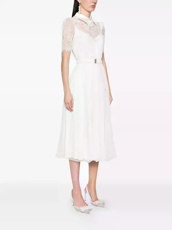 NISSA Lace-detailed Silk Midi Dress - White
