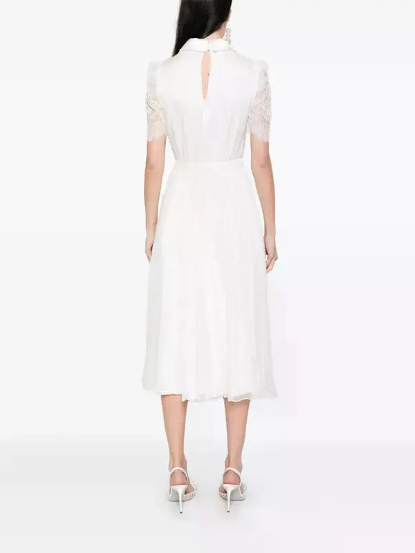 NISSA Lace-detailed Silk Midi Dress - White