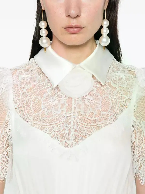 NISSA Lace-detailed Silk Midi Dress - White