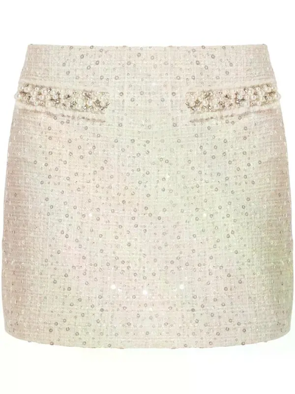 LoveShackFancy Faux-pearl Embellished Mini Skirt