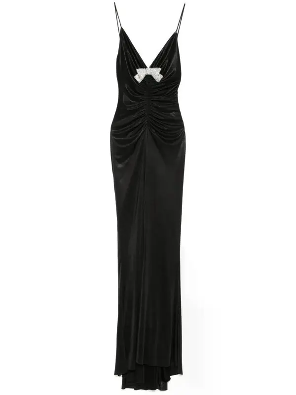 NISSA Bow-detailed Maxi Dress - Black