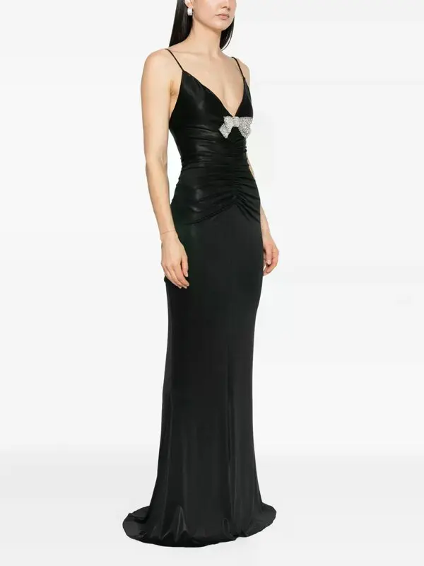 NISSA Bow-detailed Maxi Dress - Black