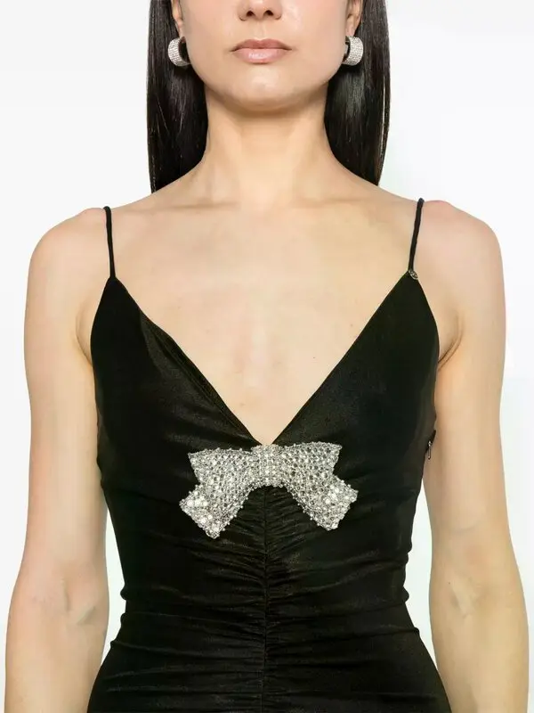 NISSA Bow-detailed Maxi Dress - Black