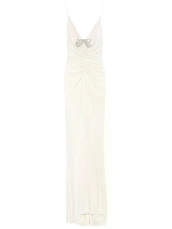 NISSA Bow-detailed Maxi Dress - Neutrals