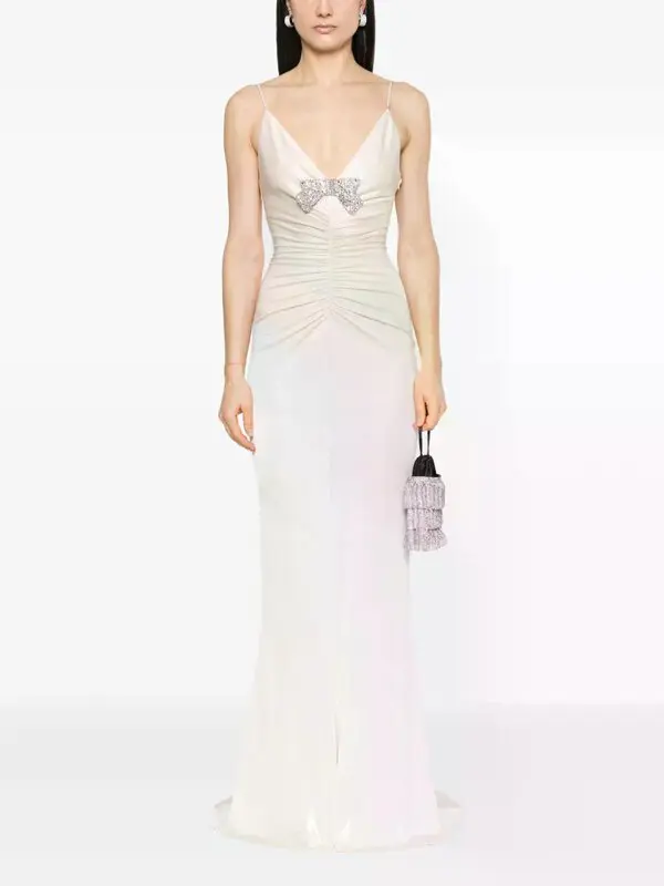 NISSA Bow-detailed Maxi Dress - Neutrals