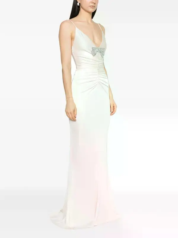 NISSA Bow-detailed Maxi Dress - Neutrals