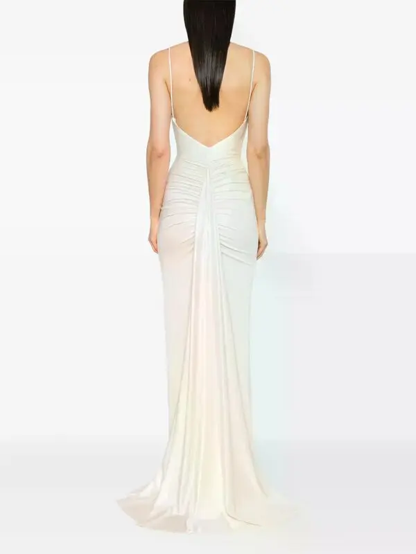 NISSA Bow-detailed Maxi Dress - Neutrals