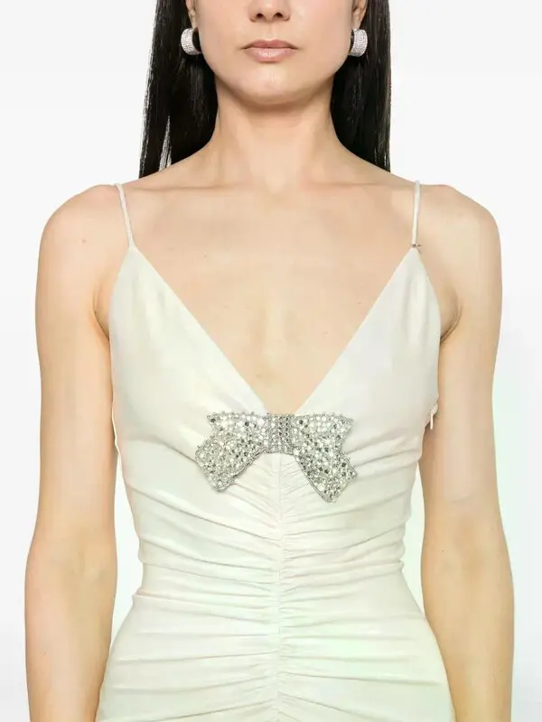 NISSA Bow-detailed Maxi Dress - Neutrals