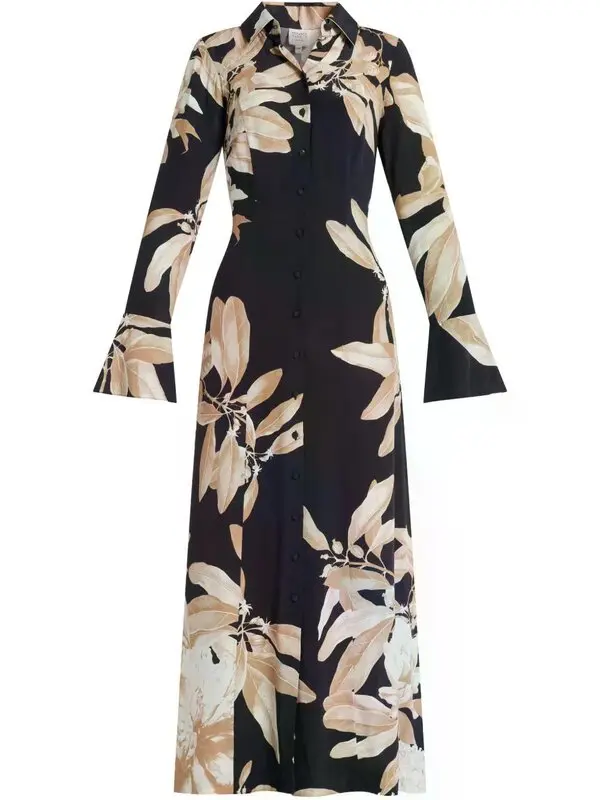 Hemant & Nandita Floral-print Midi Dress - Black