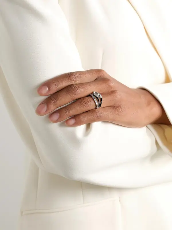 KAMYEN 18-karat White Gold, Diamond And Enamel Ring