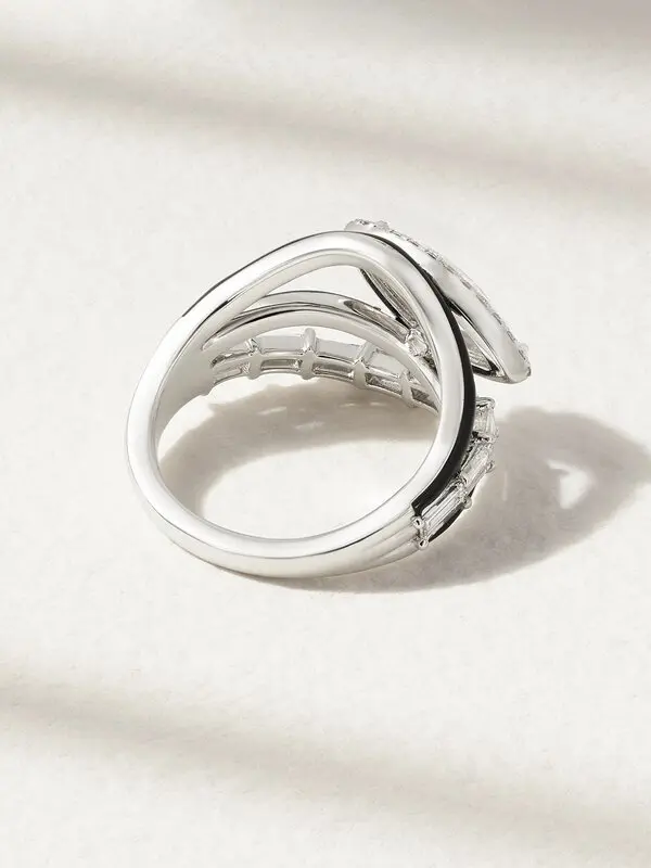 KAMYEN 18-karat White Gold, Diamond And Enamel Ring