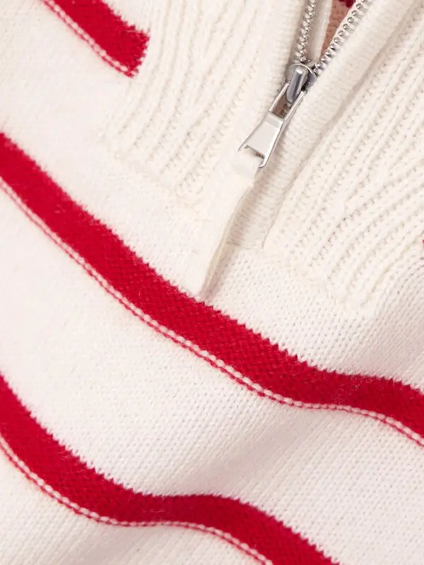 ALLUDE Striped Cotton And Cashmere-blend Sweater