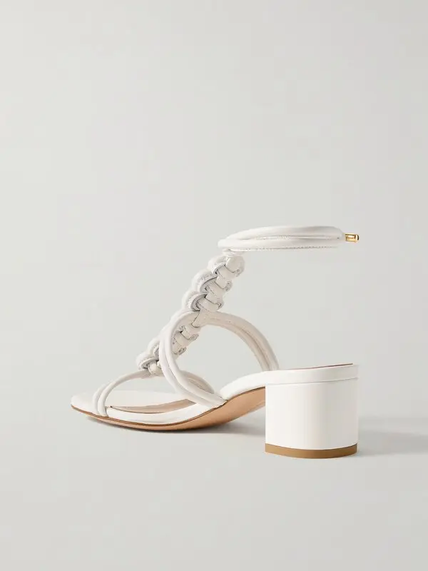 GIANVITO ROSSI Braided Leather Block Heel Sandals